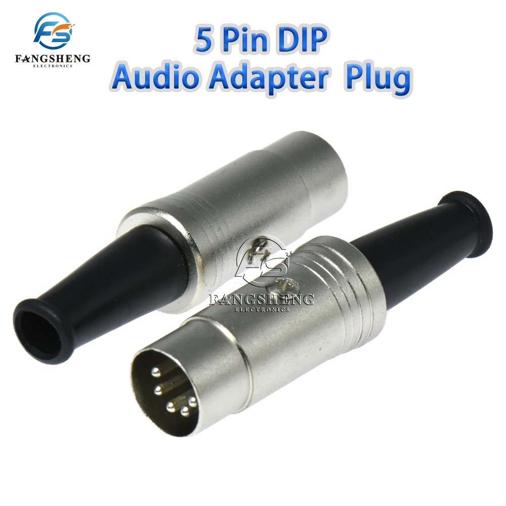 2PCS-5PIN-DIN-Connector-Midi-Cable-Lead-Audio-Plug-Male-Inline-Metal ...
