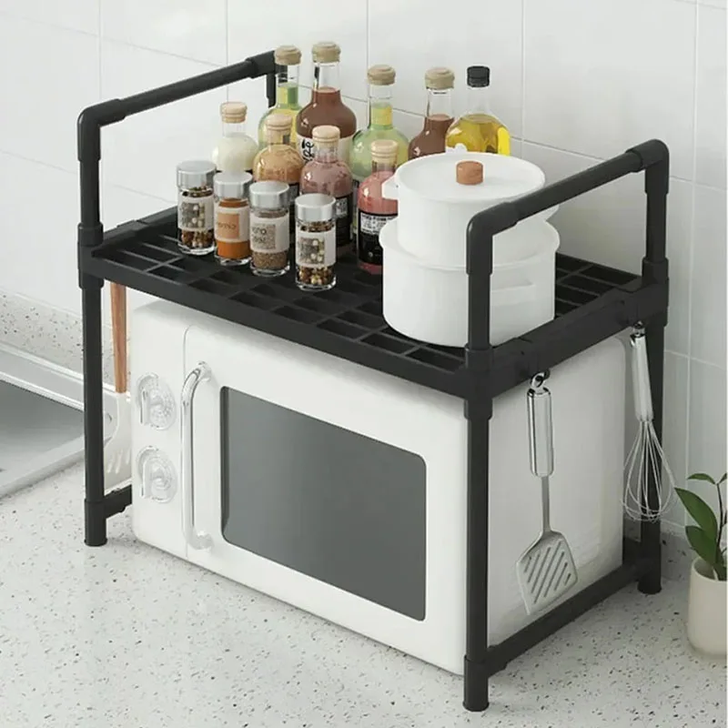 2 Layer Microwave Rack Kitchen Open Space Seasoning Shelves Partition ...