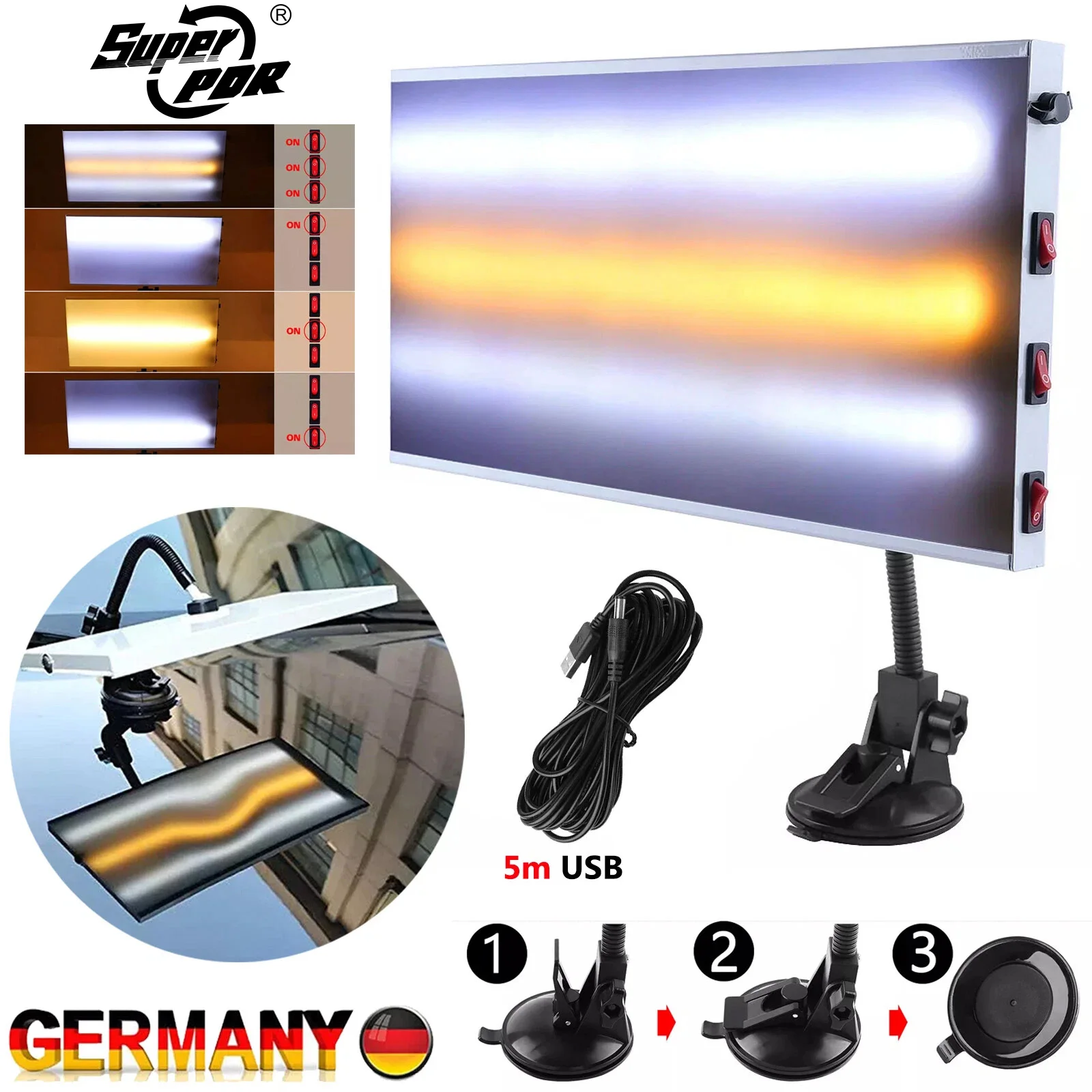 Super PDR Professional Dent Repair Tool LED Light Dent Repair Auxiliary ...