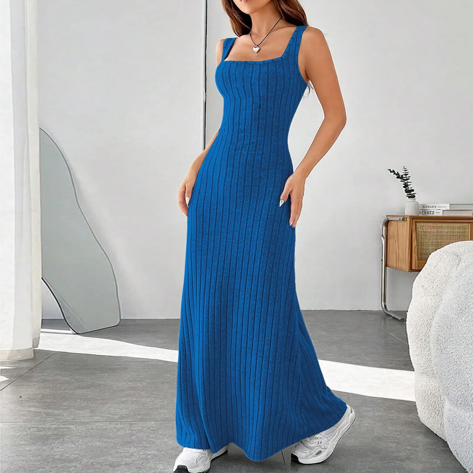 Women's Elegant knitted long dresses Casual Sundress Beach Dress ball ...