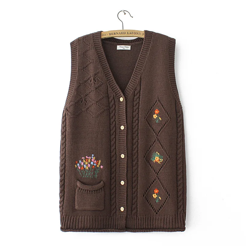 Little-Fresh-Floral-Embroidered-Knitted-Sweater-Vest-Plus-Size-Women ...