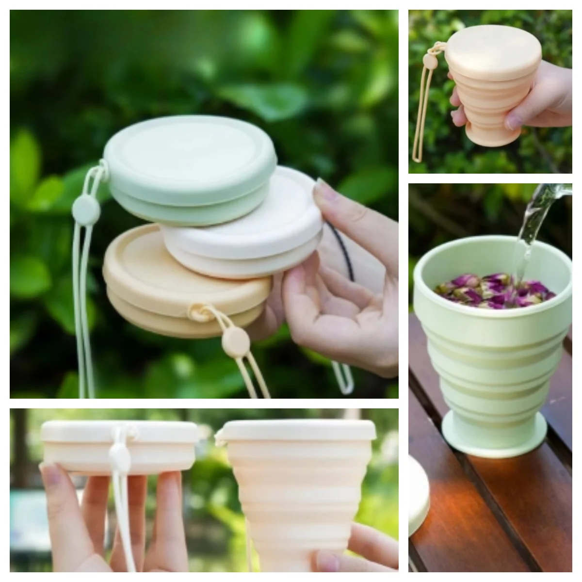 Collapsible Silicone Camping Cup Portable Folding Mug with Lid for ...