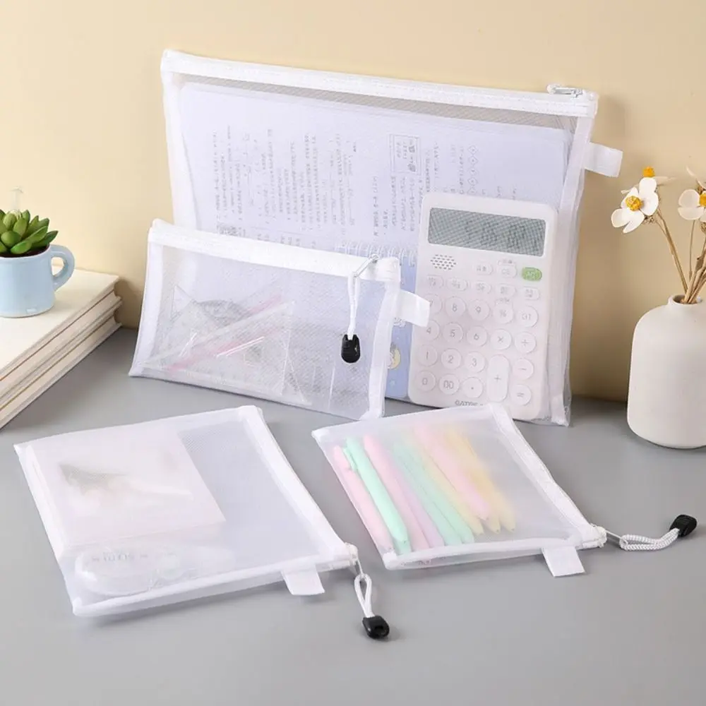 Transparent-File-Folders-Nylon-Mesh-Storage-Bag-Convenient-Zipper ...