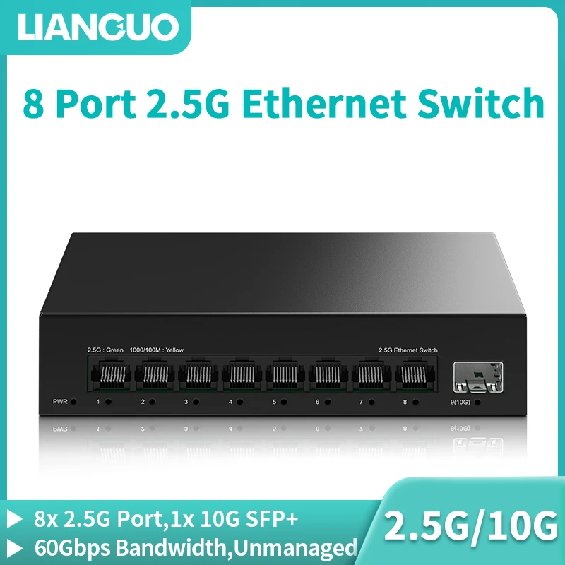 LIANGUO-2-5Gb-8-Port-Network-Switch-2-5Gbps-Unmanaged-Ethernet-Switch ...