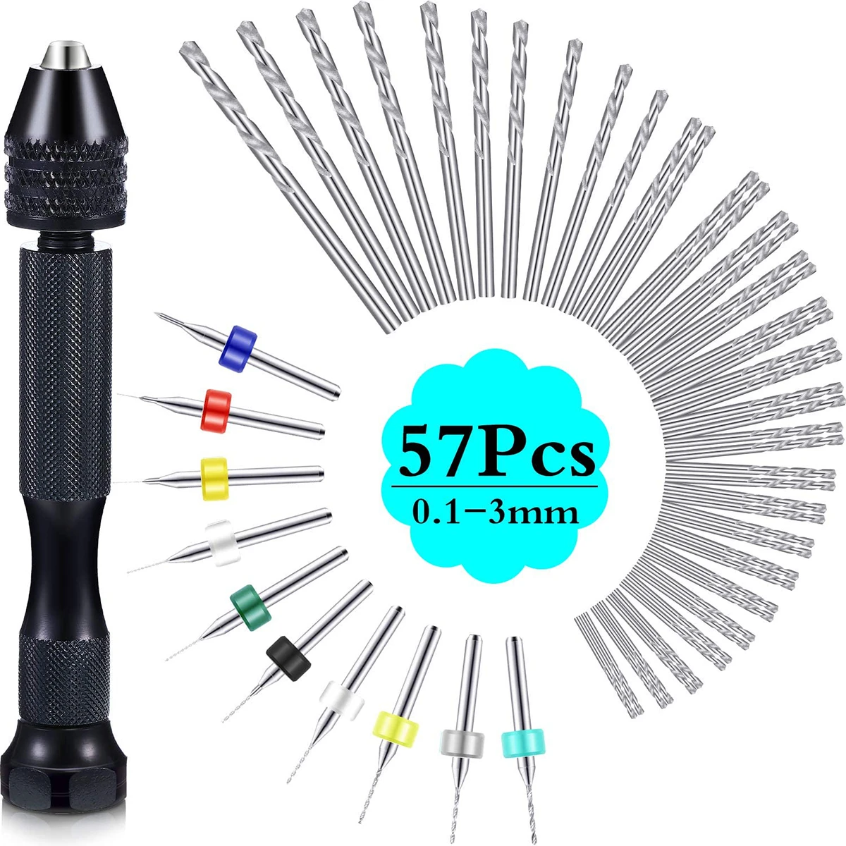 57ps Alloy Steel Hand Drill Bit Set With Pin Vise Hand Drill For Diy ...