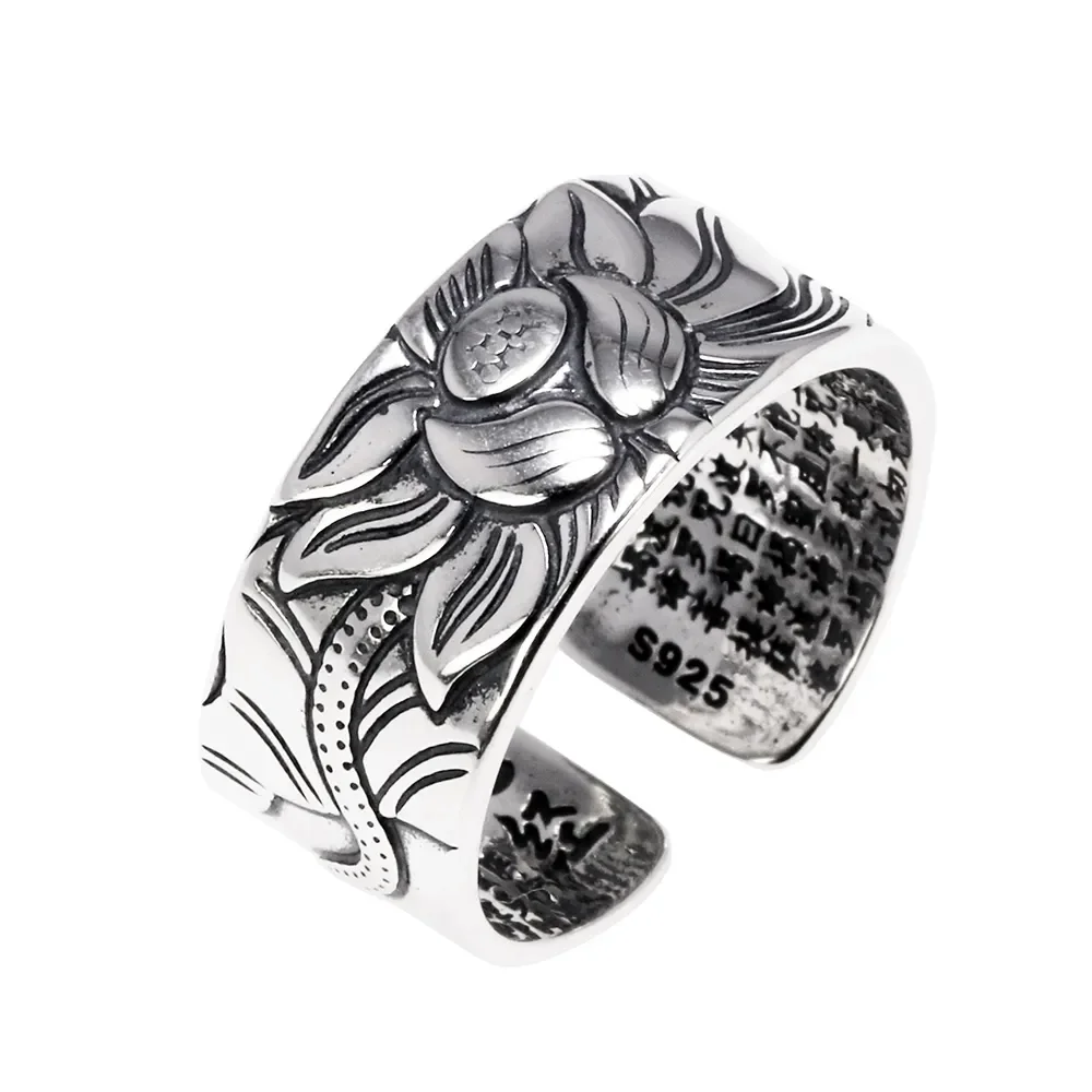 Real-925-Sterling-Silver-Lotus-Rings-For-Men-And-Women-HEART-SUTRA ...