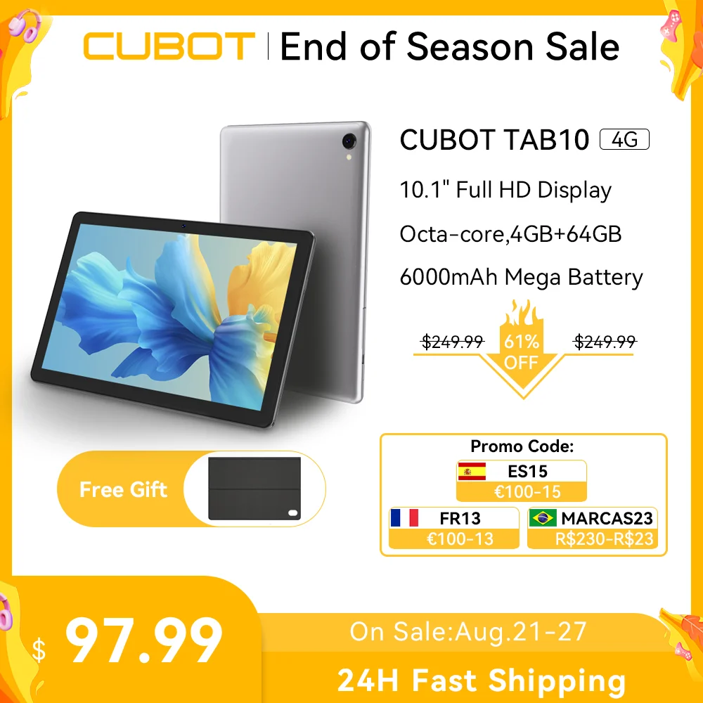 Cubot TAB 10, 태블릿 Android 11, Octa-core, 10.1'' FHD+ 디스플레이, 6000mAh ...