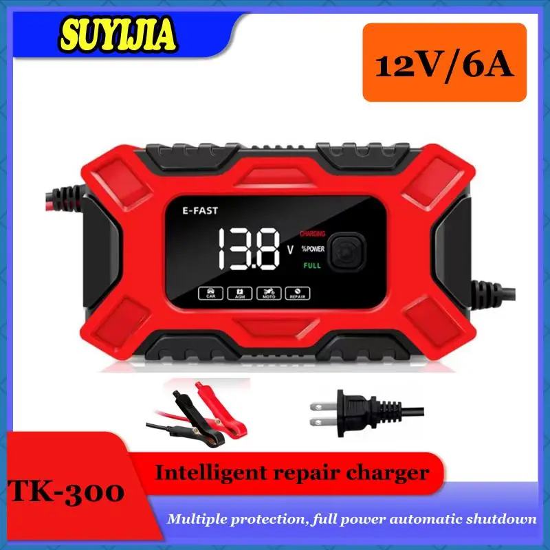 E-FAST-12V-6A-Pulse-Repair-Charger-LCD-Intelligent-Car-Battery-Charger ...