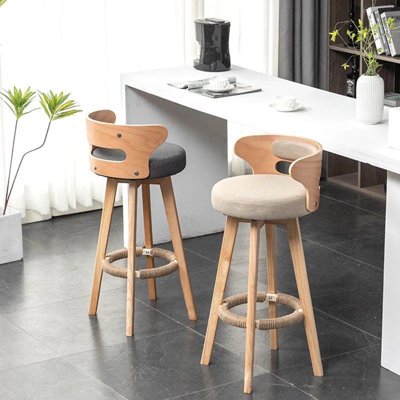 Wooden-Accent-Banks-Bar-Stools-Rotate-Reception-Island-Kitchen-Counter ...