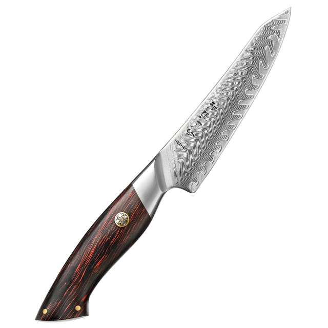 HEZHEN 5 Inches Utility Knife Custom 73 Layers Damascus Powder Steel ...