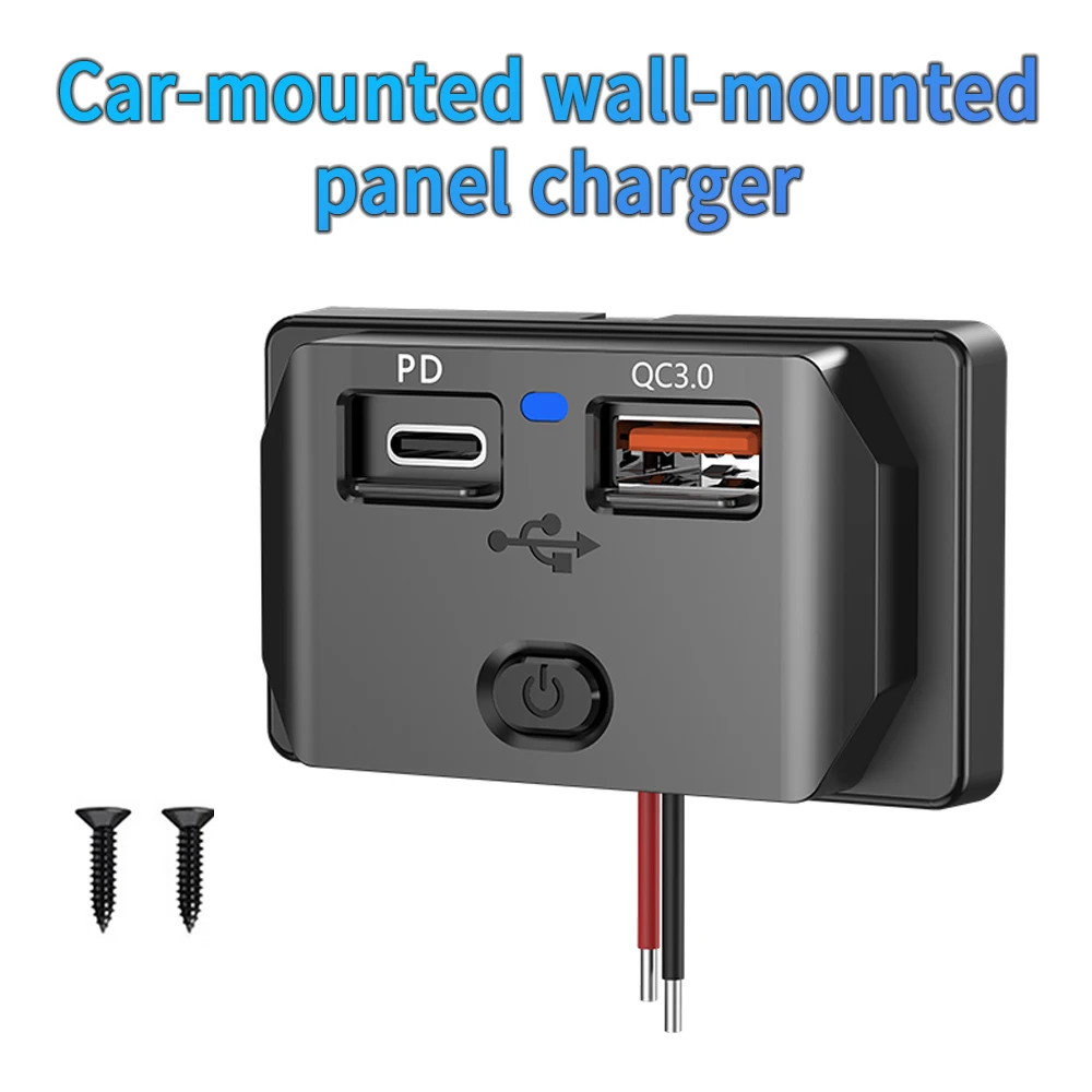 USB Outlet Panel Wall Mount 36W USB C & Dual QC3.0 18W USB Port Charger ...