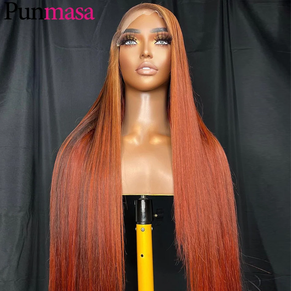 200-Cooper-Ginger-Brown-Straight-Transparent-Lace-Front-Human-Hair-Wigs ...