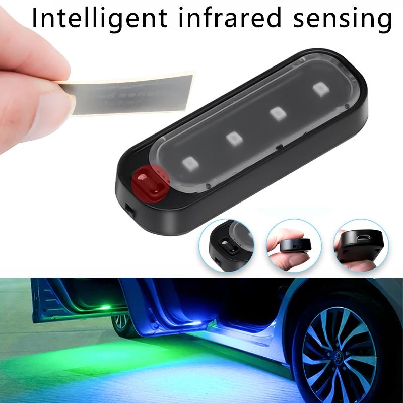 Car-Door-Lights-LED-Welcome-Light-Infrared-Control-USB-Charging-Auto ...