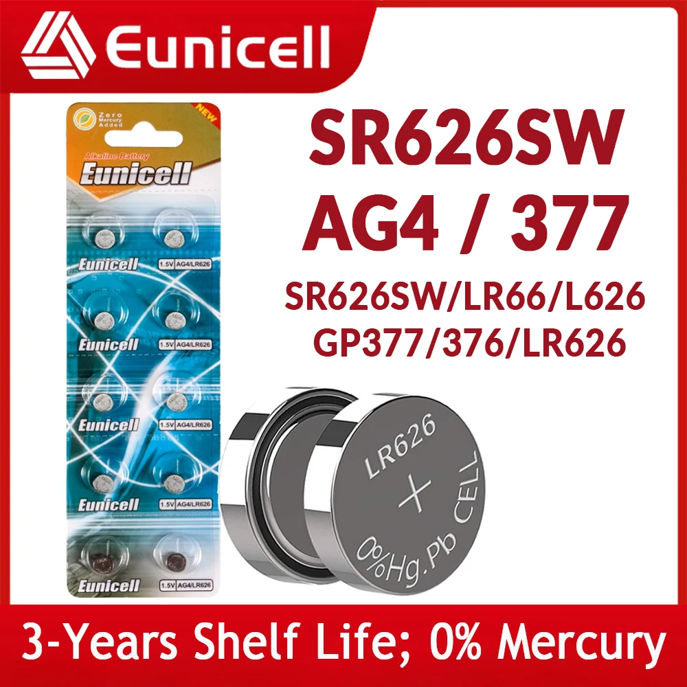 Eunicell 10-50pcs Sr626sw Lr626 Ag4 Batteries Lr66 377 377a 1.5v Alkaline Button Pilas Battery ...