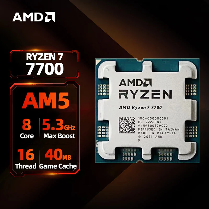 AMD-Ryzen-7-7700-processore-CPU-Novo-R7-7700-nuovissimo-5-3GHz-105W-8 ...