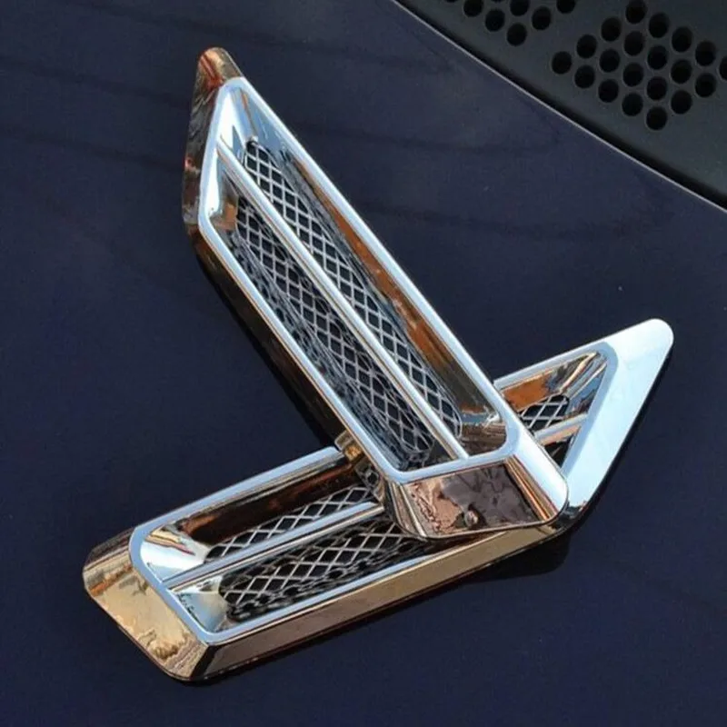 2x-Car-Side-Fender-Vent-Cover-Fender-Decoration-Chrome-Side-Wing-Air ...