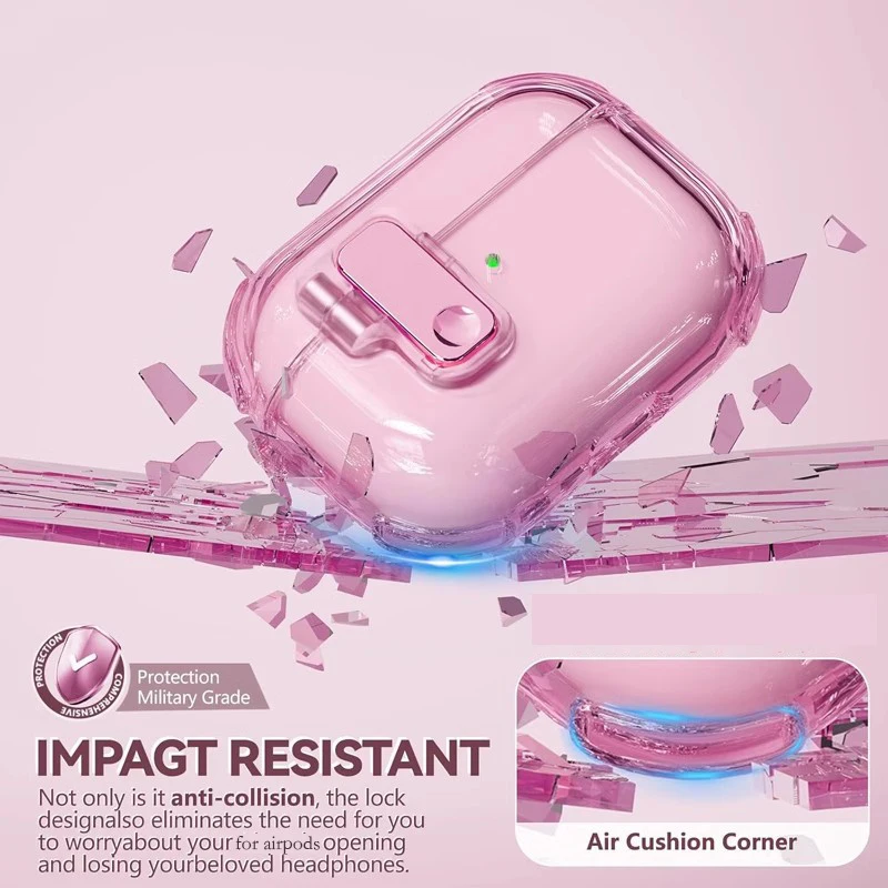 TPU Case For AirPods Pro 2 3 4 1 Silicone Cover Security Lock Headphone ...
