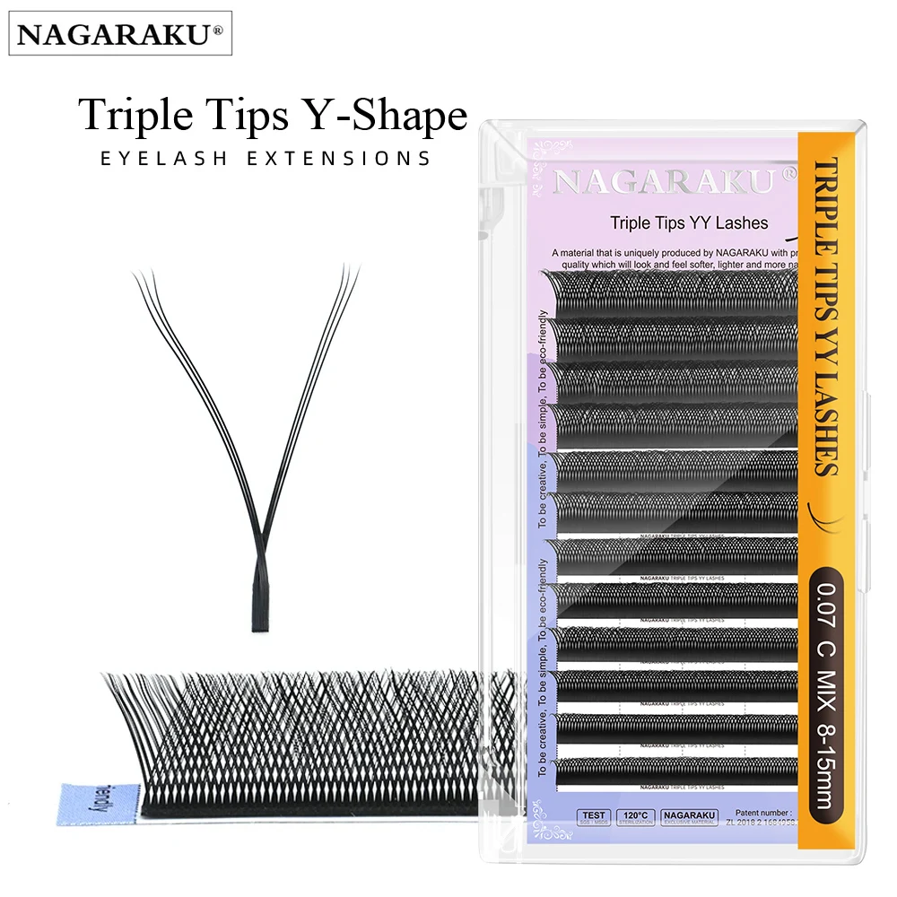 NAGARAKU-3D-Y-Shape-Lashes-Three-Split-Tips-Triple-YY-Eyelash ...