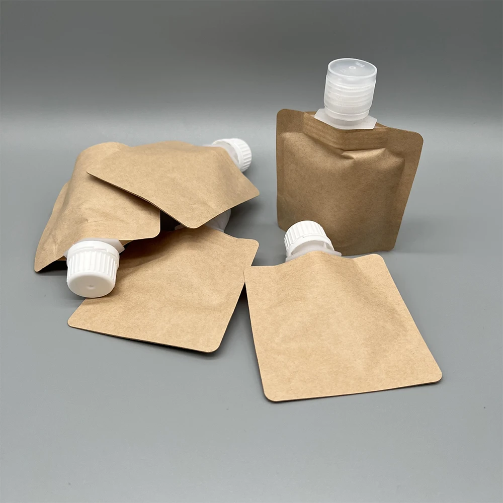 30ML-50ML-100ML-50pcs-Kraft-Paper-Refill-Spout-Pouch-Liquid-Portable ...