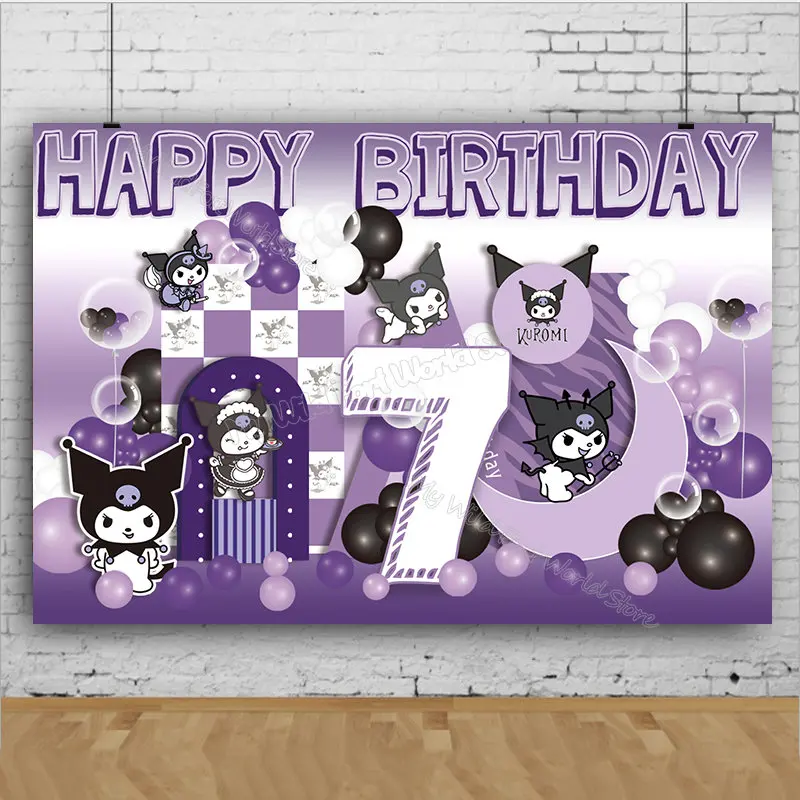 Kuromi-Number-Happy-Birthday-Backdrop-Sanrios-Girl-Party-Background ...