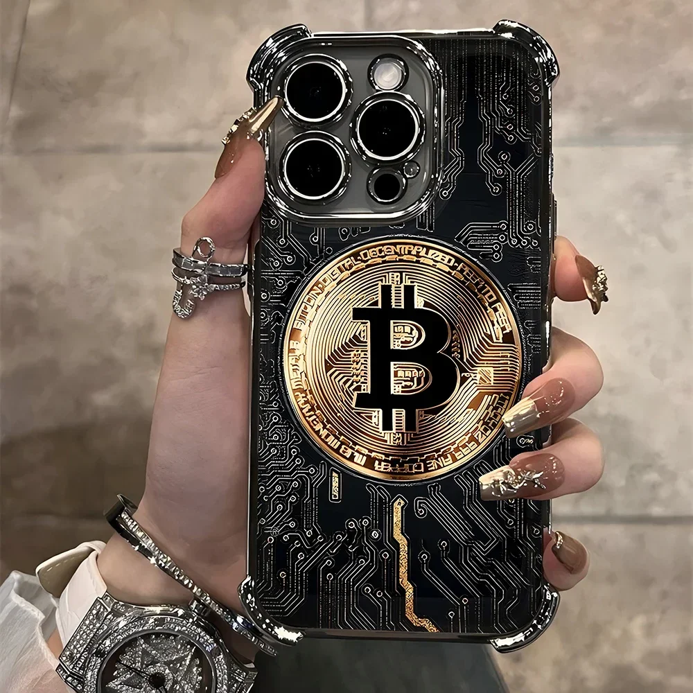 Luxury Bitcoin B Plating Case For Xiaomi Redmi 14C 13C 12C K50 K40 Note ...