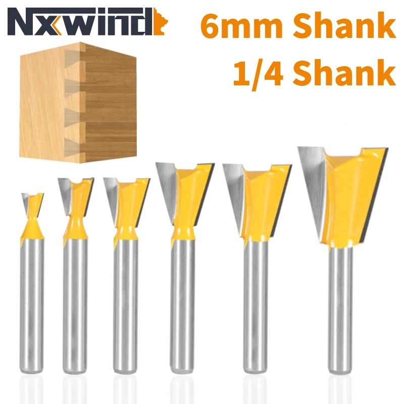 NXWIND 6MM 6.35MM Shank Dovetail Joint Router Bit 14 Degree Woodworking ...