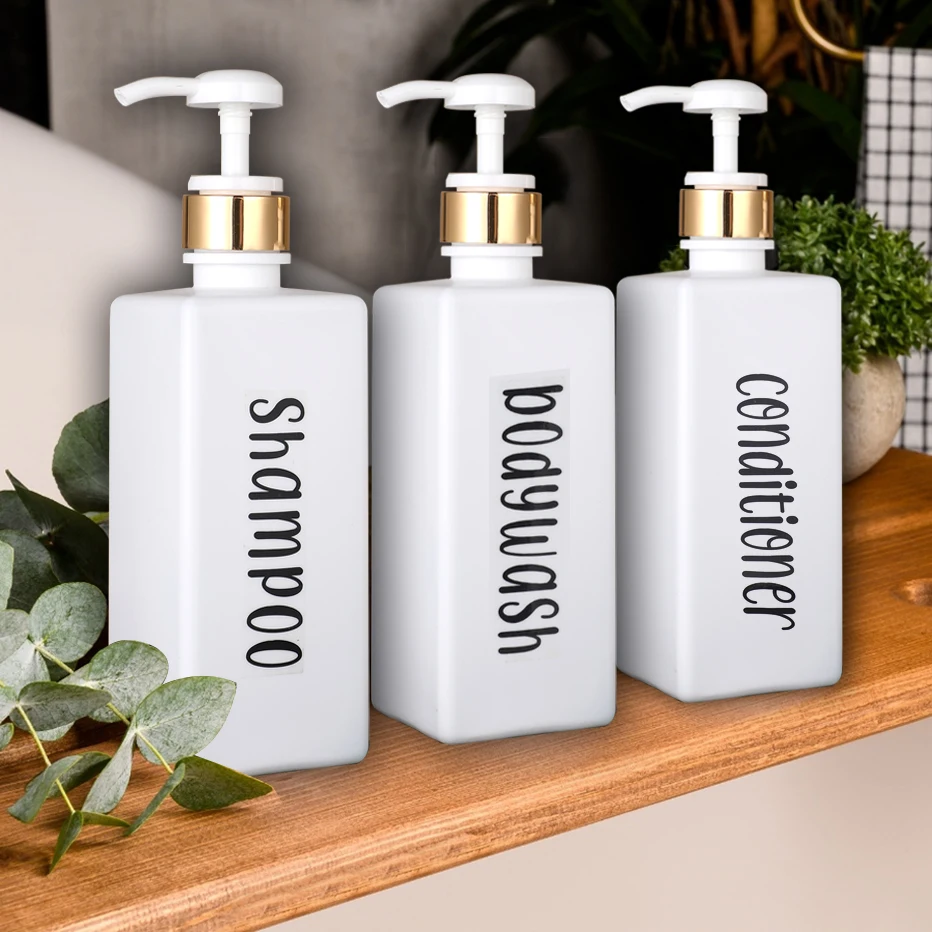 500ml Square Shampoo Dispenser Bottle Multi-Use Soap Liquid Hand Press ...