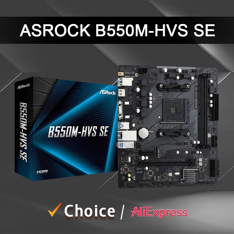 ASrock B550M-HVS SE 새로운 듀얼 채널 DDR4 AMD B550 마더보드 소켓 AM4 프로세서 5500/5600 ...