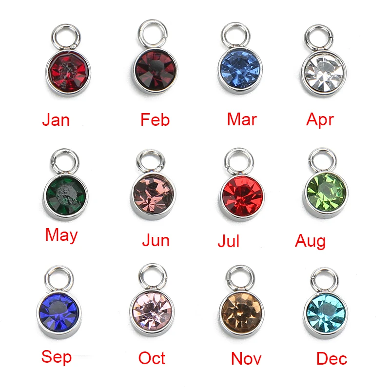 Stainless Steel Charms Birthstone | Birthstones Charms Pendants - 12pcs ...