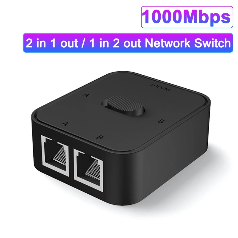 2 Porta 1000Mbps Gigabit Rede Switch RJ45 Rede Splitter Cabo Extensor ...