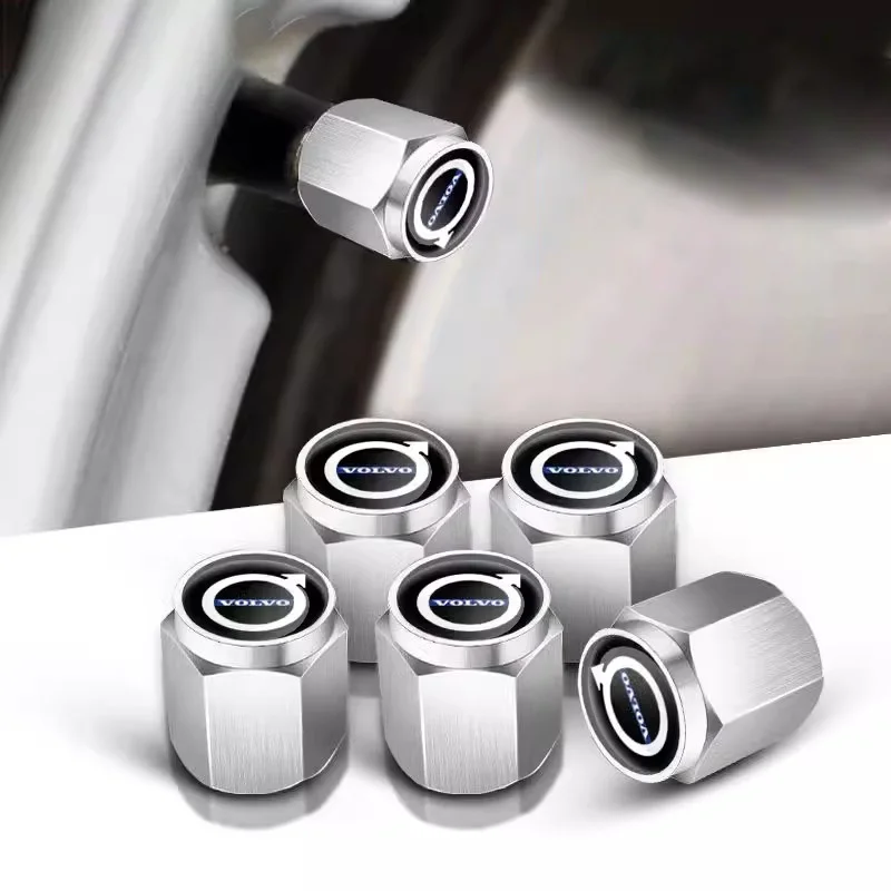 5Pcs-Car-Wheel-Tire-Valve-Caps-Metal-Stem-Cover-For-Volvo-XC90-S60-V40 ...