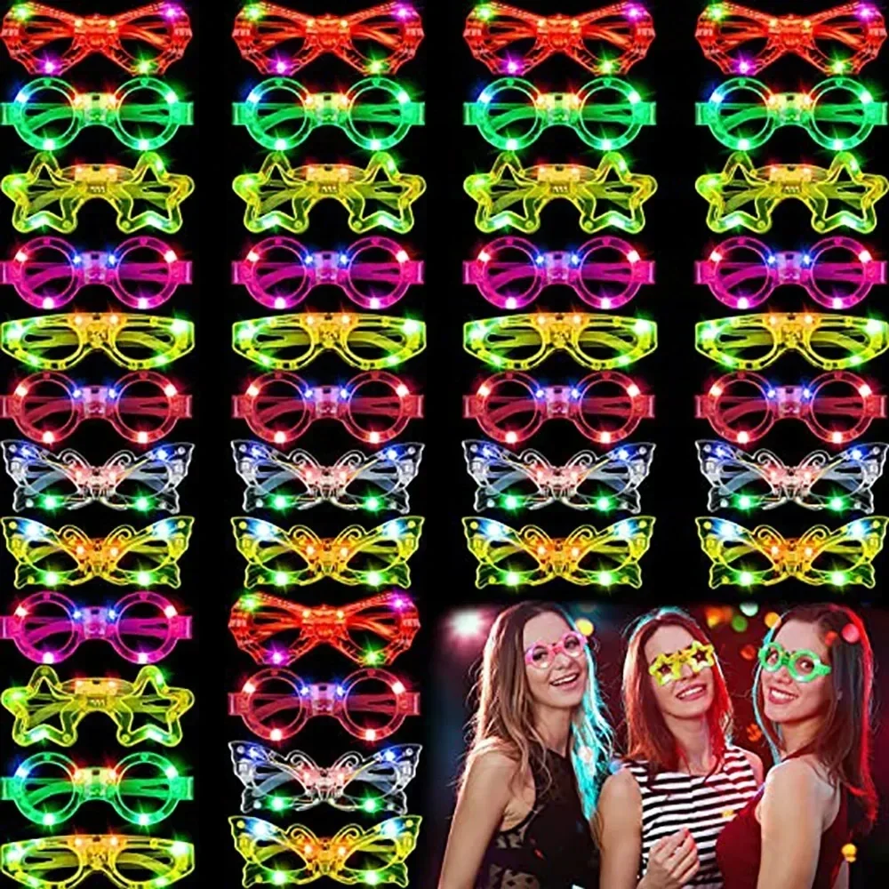 LED Flashing Multi Color Party Star Glasses Neon Light up Sunglasses ...