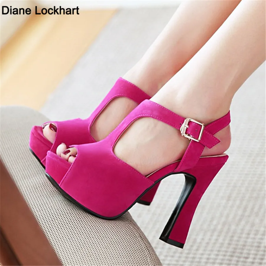 Summer-Women-Platform-Sandals-Block-High-Heels-Fish-Mouth-Black-Rose ...