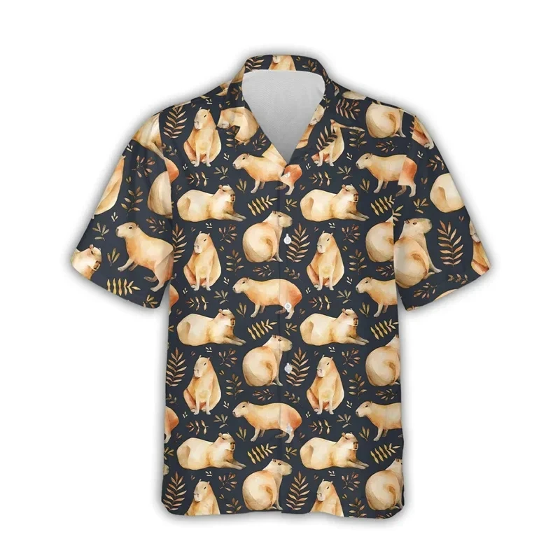 Camisa con estampado de capibara kawaii para hombre, camisa hawaiana de ...