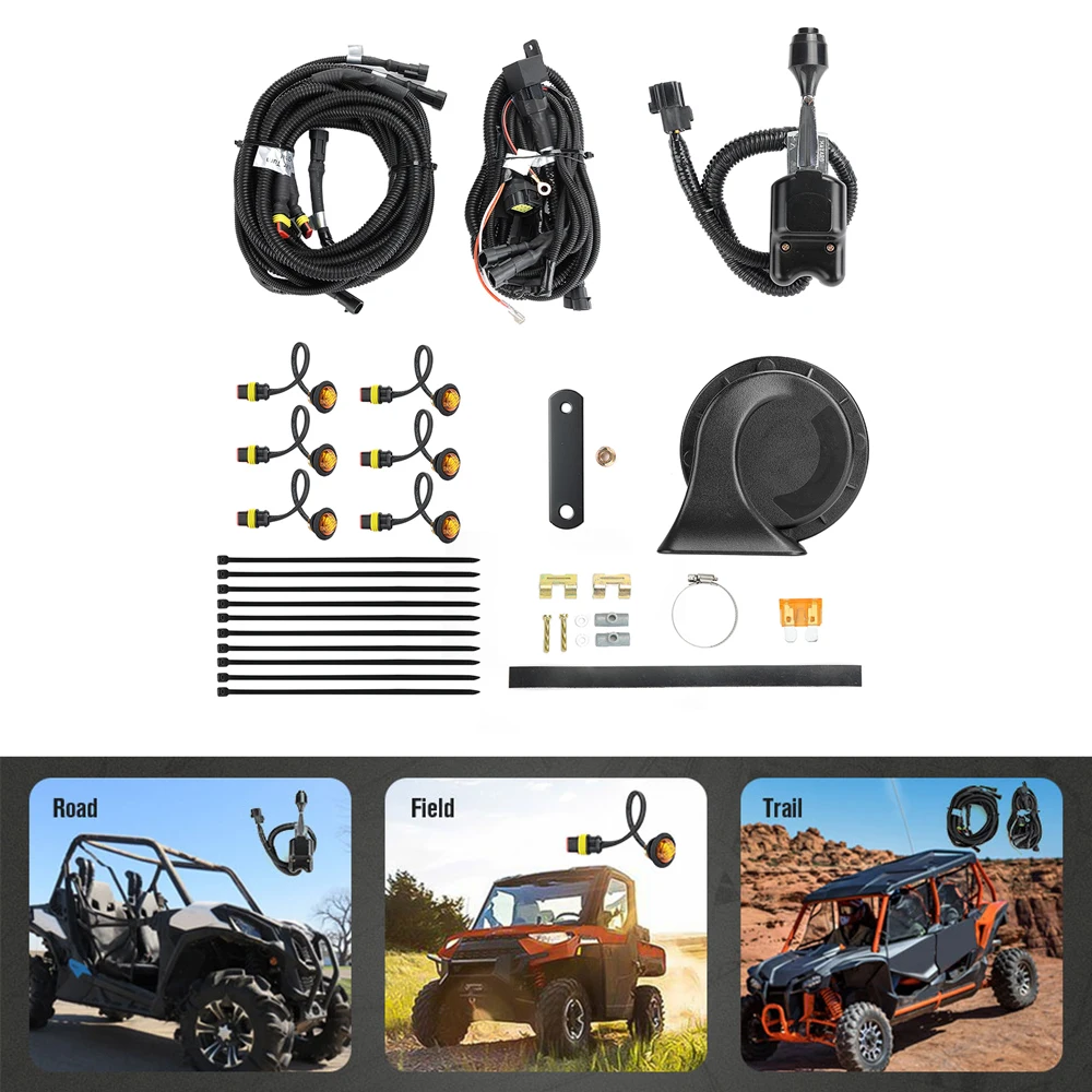 UTV-Turn-Signal-Kit-with-Column-Turn-Switch-105D-Horn-with-Button-For ...