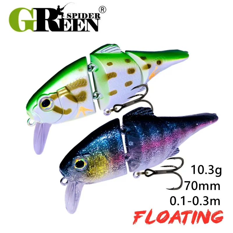 GREENSPIDER Joint Fishing Lure 70MM 10.3G Floating Swimbait Crankbaits ...