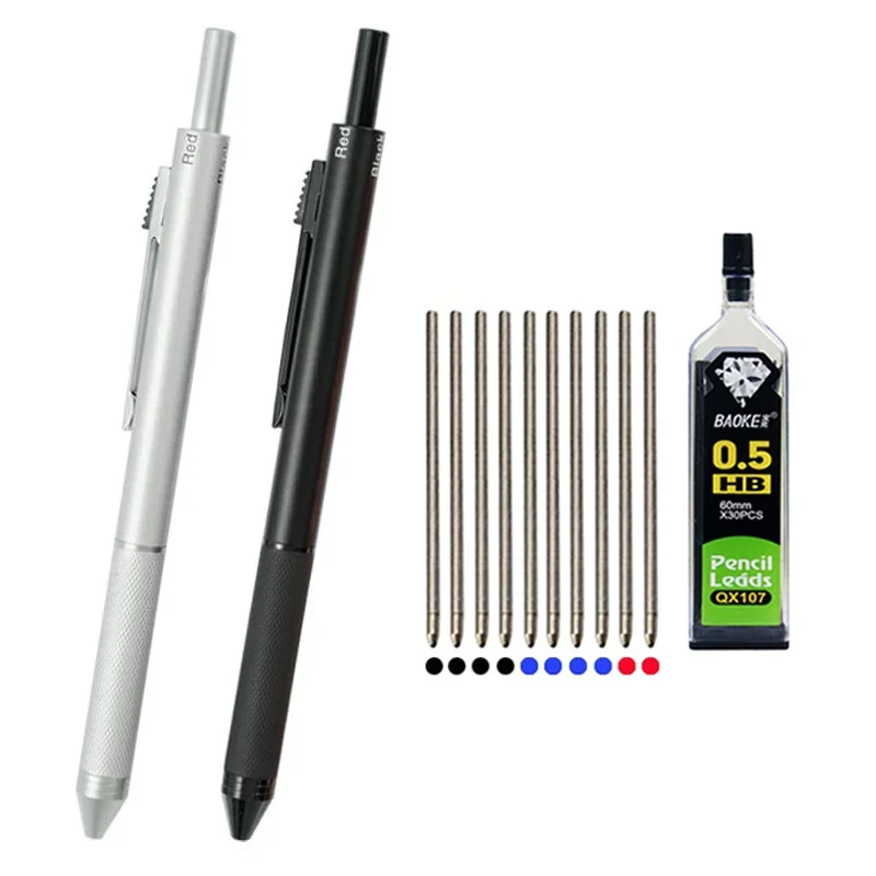 Multicolor Metal Ball Pen 0.7mm Black Blue Red Ink Pen Automaticl ...