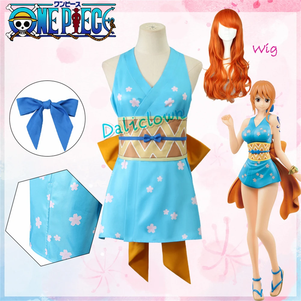 Anime Wano Country Nami Cosplay Costume Wanokuni Nami Sexy Kimono Dress ...