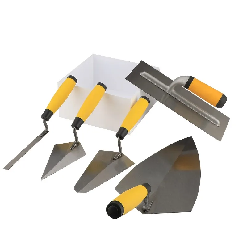 A set of 5 bricklaying trowels, jointing trowels, and edge trowels made ...