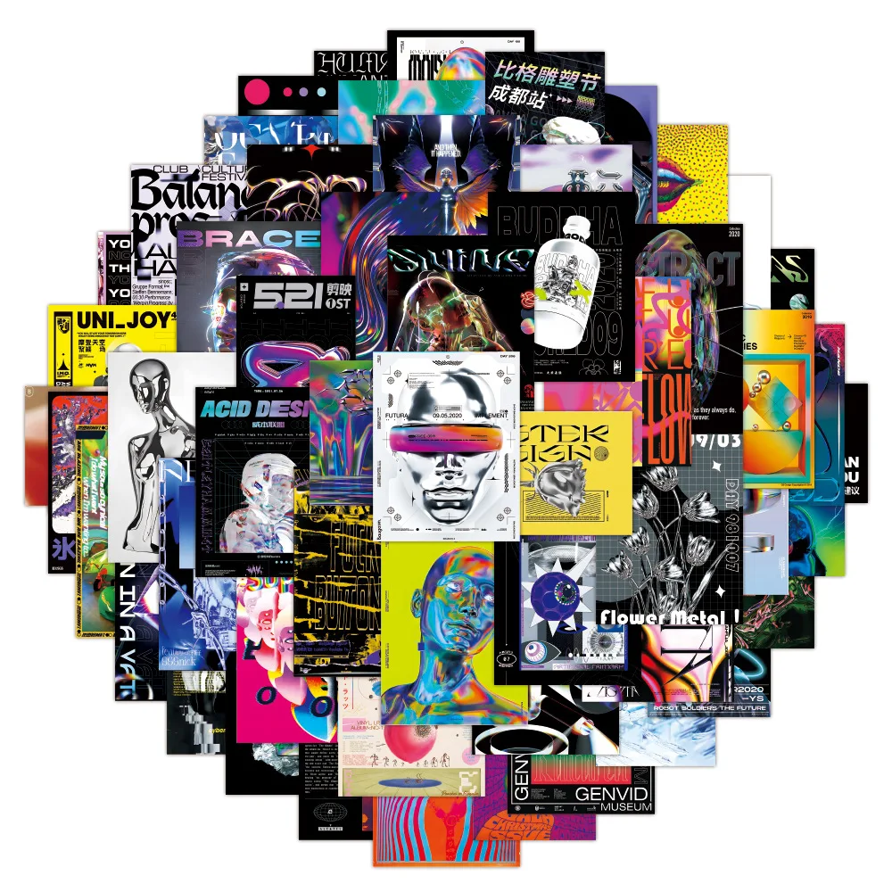 10/30/60pcs Acid Graphic Graffiti Stickers Harajuku Ins Decals Kids ...