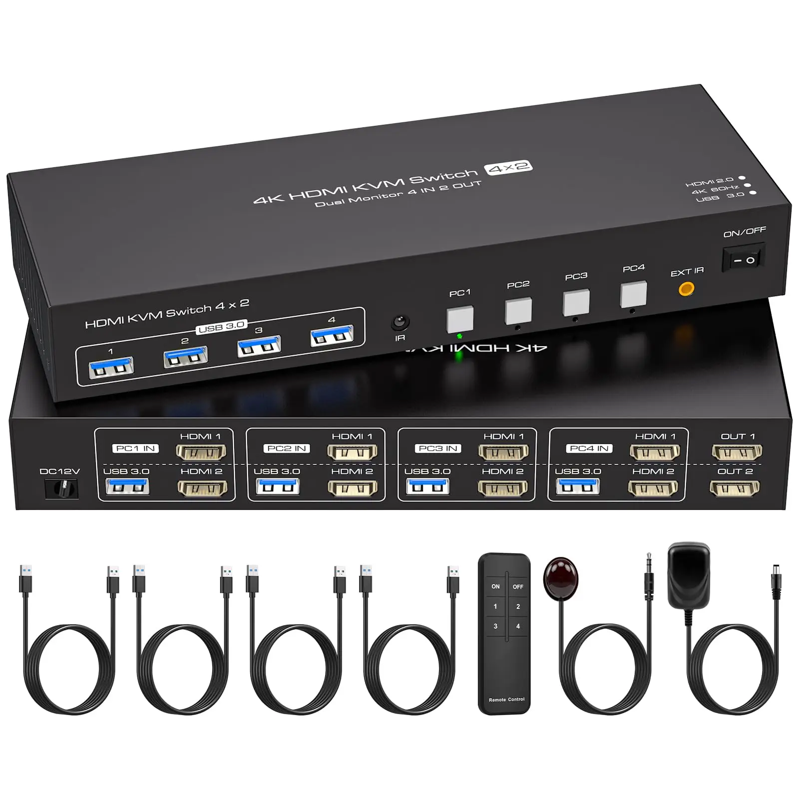 Dual-Monitor-HDMI-KVM-Switch-4-Computers-2-Monitors-4K-60Hz-4-Port-KVM ...