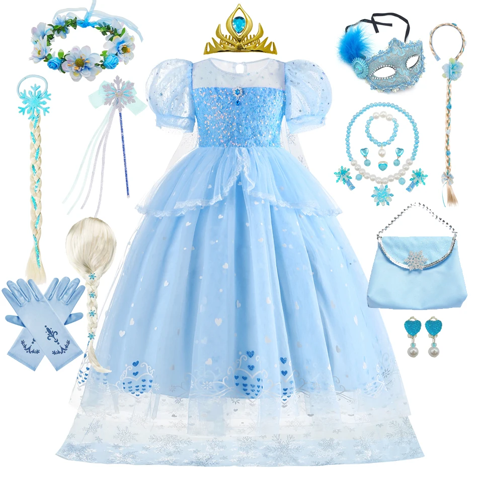 Kid-Halloween-Elsa-Cosplay-Dress-Girl-Princess-Birthday-Party-Elza-Snow ...