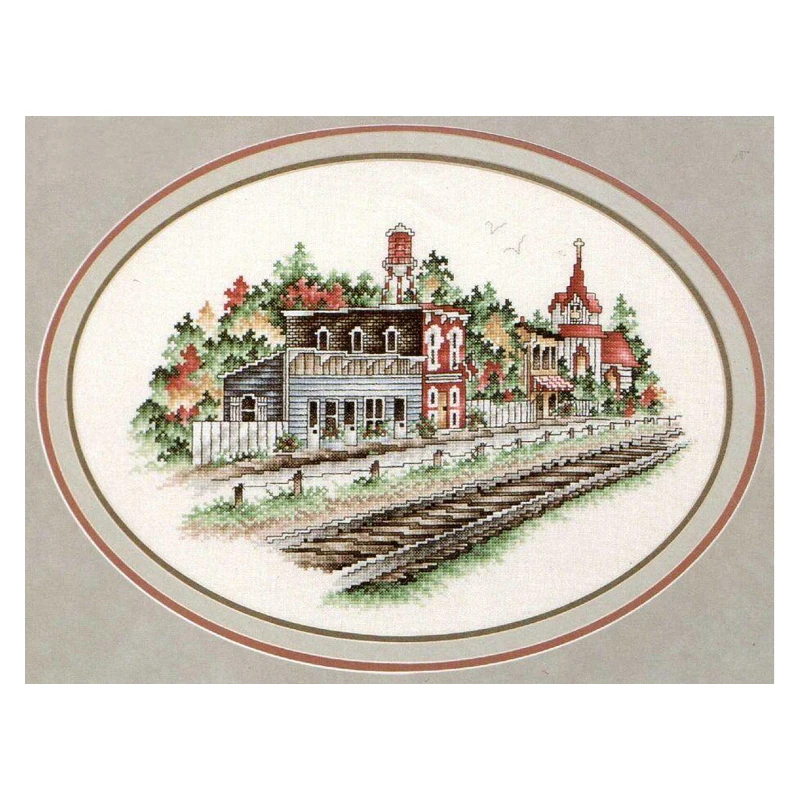 Amishop-Collection-Counted-Cross-Stitch-Kit-Railroad-Station-Train-Old ...
