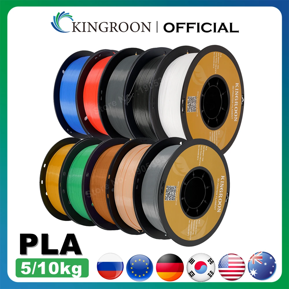 KINGROON-filamento PLA para impresora 3D, 1,75mm, 5/10KG, estándar, 1 ...