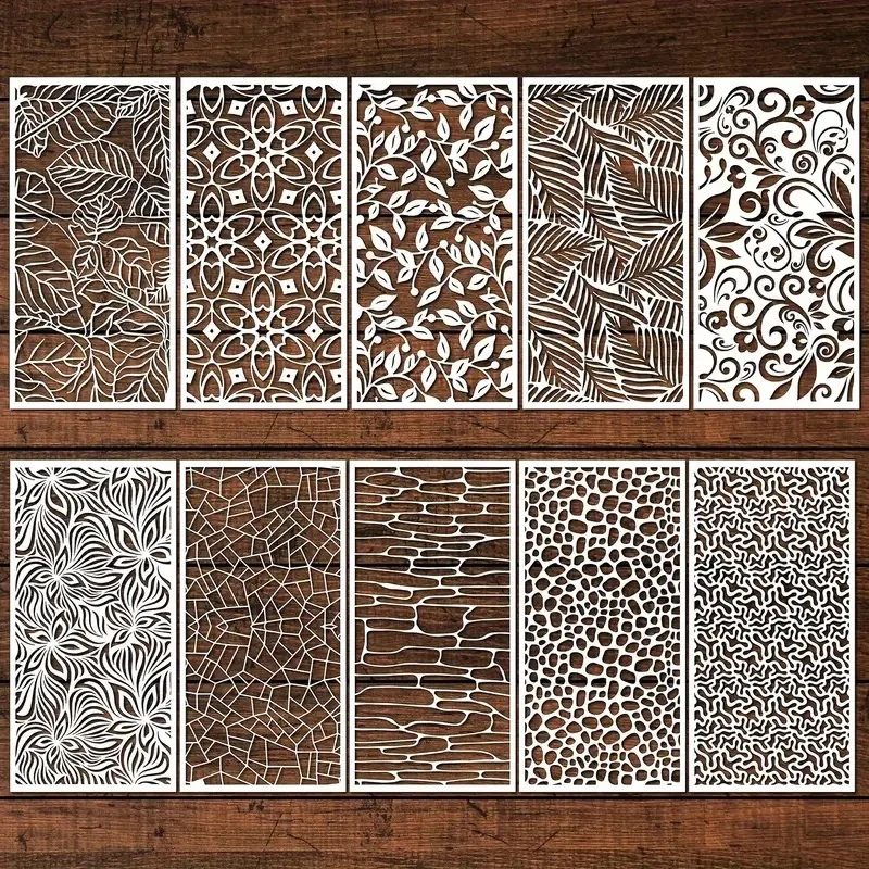 10Pcs/Set 24cm Flowers Leaves Texture DIY Layering Stencils Painting ...