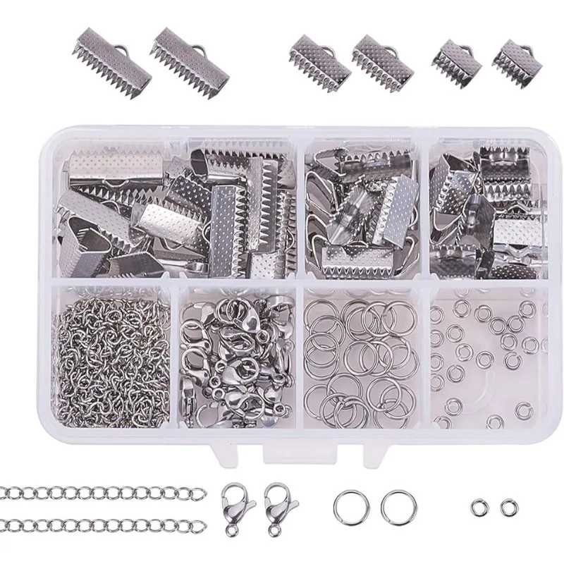 1set-DIY-End-Chains-Set-Makings-60pcs-Stainless-Steel-Ribbon-Ends-20pcs ...