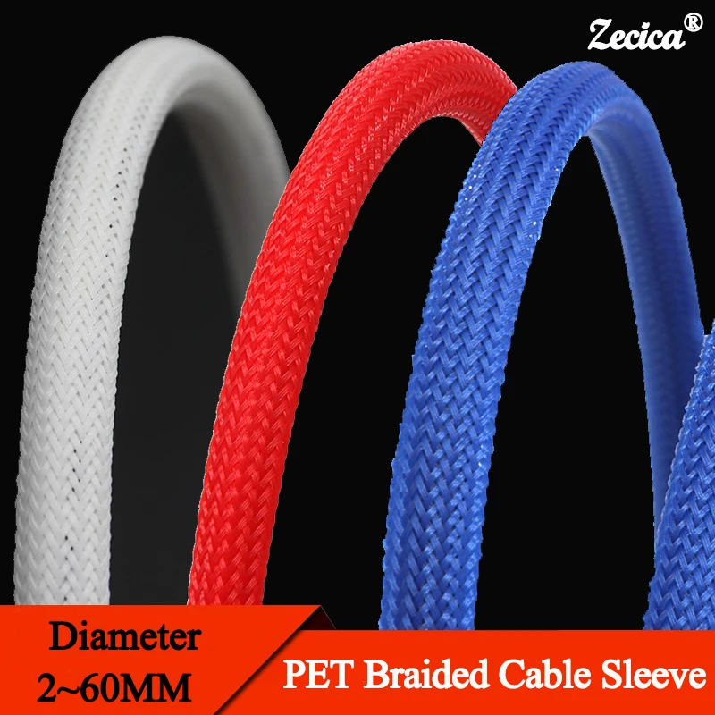 1~50M PET Braided Cable Sleeve 2mm-60mm Expandable High Density ...