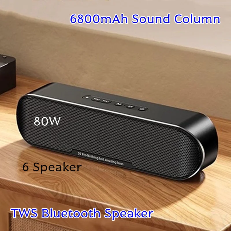 6800mAh Sound Column 80W TV/PC Soundbar EQ Mode Outdoor Portable Caixa ...