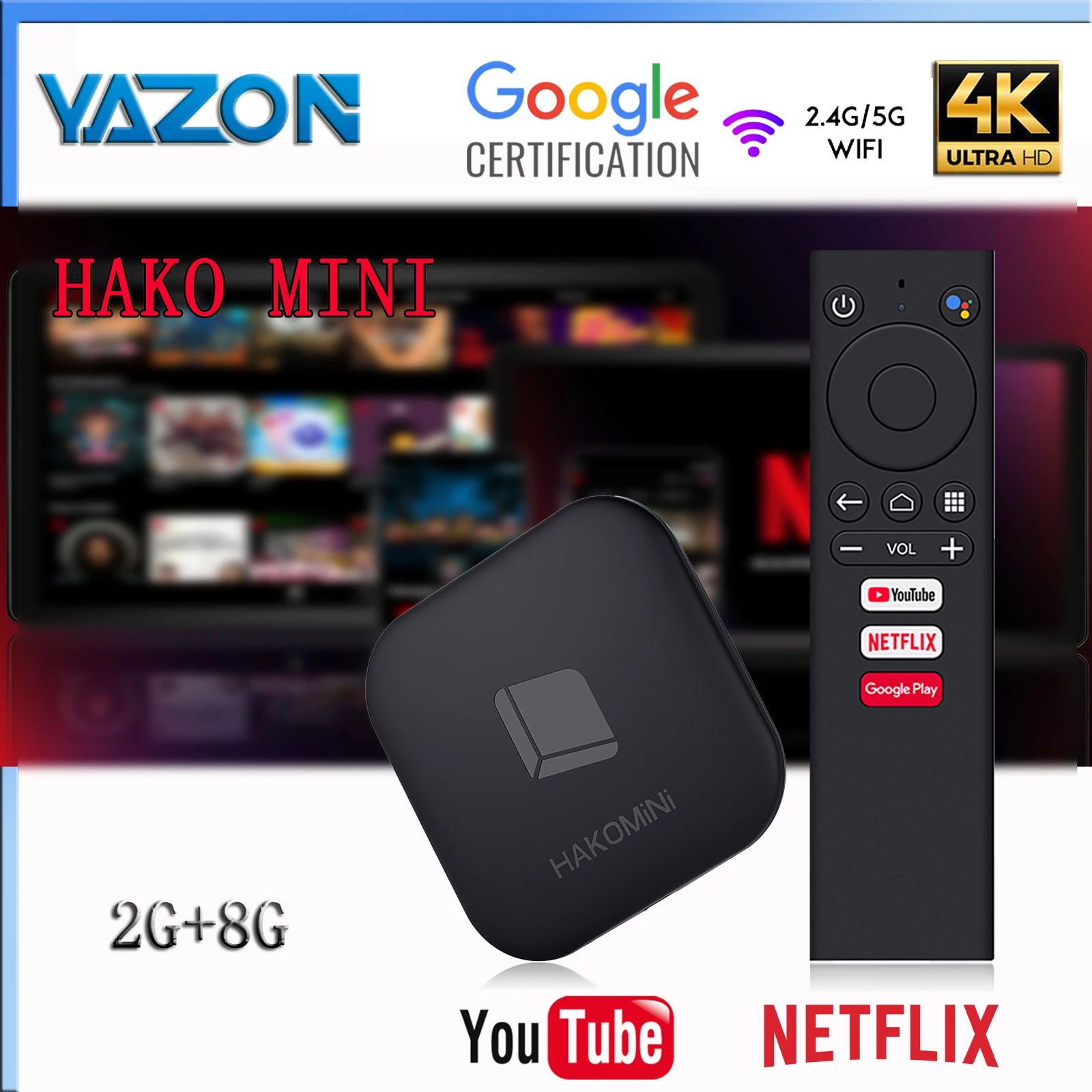 YAZON-TV-Box-Netflixs-HAKO-Mini-Android-9-0-Quad-Core-2GB-8GB-Set-top ...