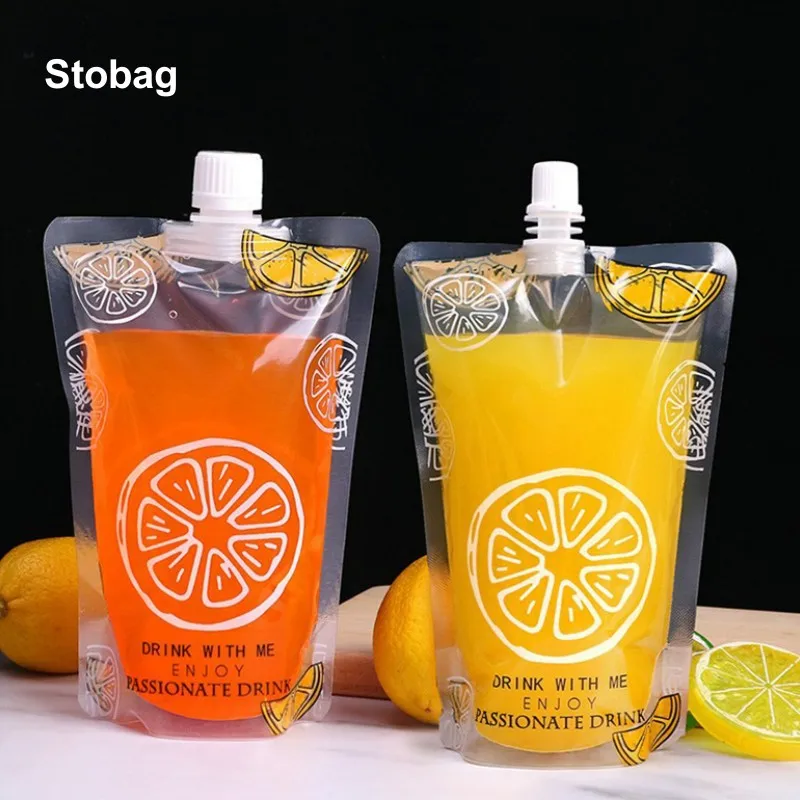 StoBag-100pcs-Transparent-Drinking-Nozzle-Bag-Liquid-Juice-Beverage ...